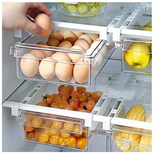 arstpeoe 2 pack fridge drawer organizer, refrigerator organizer bins,egg holder for refrigerator,fridge organizers and storage clear shelf organizer storage box for egg fruits vegetable