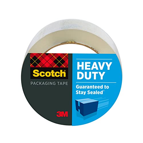 Scotch Heavy Duty Shipping Packaging Tape, 1.88" x 54.6 yd, 3" Core, Clear, Great for Packing, Shipping & Moving, 1 Roll (3850)