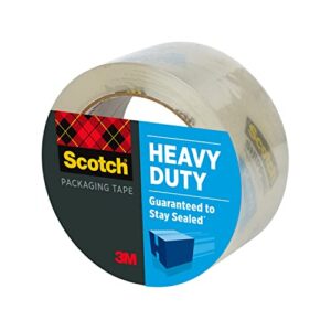 Scotch Heavy Duty Shipping Packaging Tape, 1.88" x 54.6 yd, 3" Core, Clear, Great for Packing, Shipping & Moving, 1 Roll (3850)