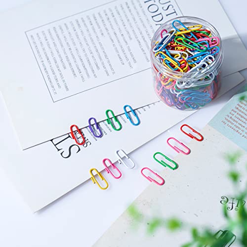 200 Paper Clips 28mm Colorful Paper Clips,Small Paper Clips Reusable Paper Clips for School, Office, Folders, Bookmarks, DIY Albums, Etc