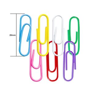 200 Paper Clips 28mm Colorful Paper Clips,Small Paper Clips Reusable Paper Clips for School, Office, Folders, Bookmarks, DIY Albums, Etc