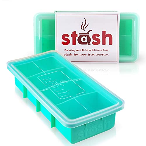 Stash Silicone Freezing Tray with Lid and Baking Tray – One Large Freezer Tray makes up to 4 cups serving – Freezer Soup Container - Oven Safe, Microwave Safe and BPA Free Silicone Container Tray  