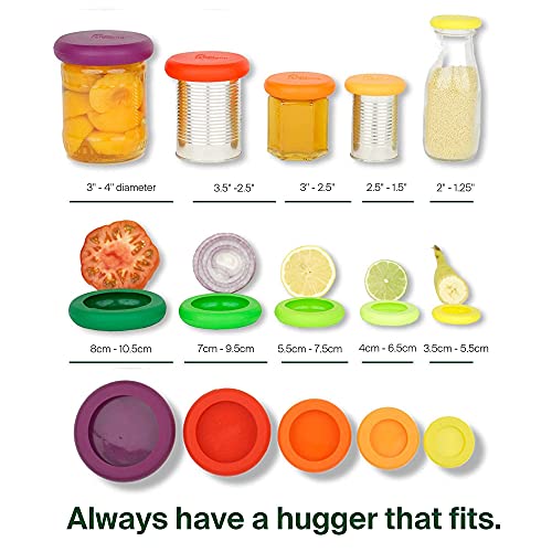 Food Huggers Zero Waste Starter Kit - (7 Pieces) -Avocado Hugger Saver Covers (Set of 2) + Reusable Silicone Food Savers Autumn Harvest (Set of 5), Dishwasher Safe, Keeps Food Fresh