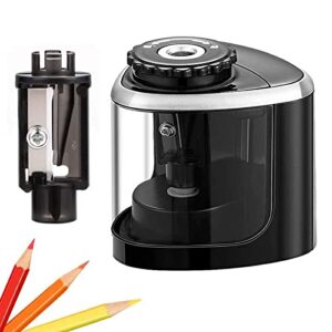 pencil sharpener electric pencil sharpeners, portable pencil sharpener kids, blade to fast sharpen, suitable for no.2/colored pencils(6-8mm)/school pencil sharpener/classroom/office/home (black)