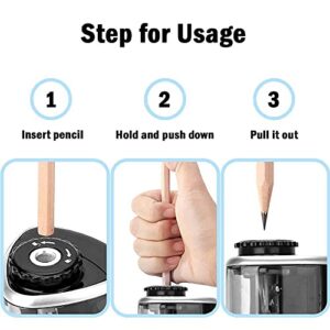 Pencil Sharpener Electric Pencil Sharpeners, Portable Pencil Sharpener Kids, Blade to Fast Sharpen, Suitable for No.2/Colored Pencils(6-8mm)/School Pencil Sharpener/Classroom/Office/Home (Black)