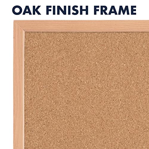 Quartet Cork Board Bulletin Board, 2' x 3' Framed Corkboard, Oak Frame, Decorative Hanging Pin Board, Perfect for Office & Home Decor, Home School Message Board or Vision Board (35-380352)