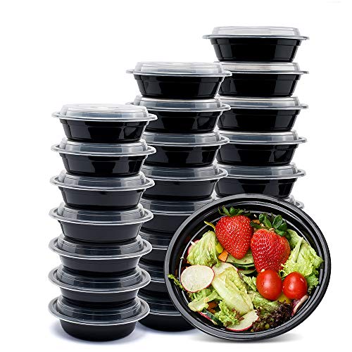 Glotoch Meal Prep Container 50 Pack, Disposable Food Containers with Lids, Durable To Go Containers, Meal Planning Containers for Takeout, Salad Container, Microwave Safe, BPA-Free, Stackable - 16 OZ