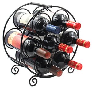 pag 7 bottles freestanding countertop metal wine rack small wine bottle holders stands, black