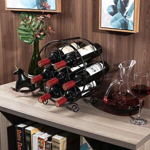 PAG 7 Bottles Freestanding Countertop Metal Wine Rack Small Wine Bottle Holders Stands, Black