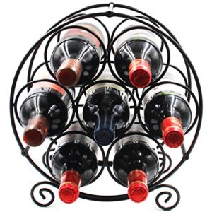 PAG 7 Bottles Freestanding Countertop Metal Wine Rack Small Wine Bottle Holders Stands, Black