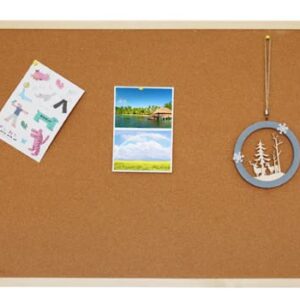 Cork Board Bulletin Board, 15.7"X 12" pin Boards for Walls, Oak Wood Finish Frame, Wall Mounted Cork Board for Office Home and School(Pins, Eye Bolts, gaskets, Screws)