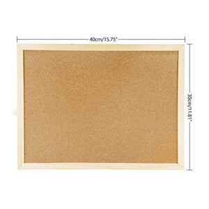 Cork Board Bulletin Board, 15.7"X 12" pin Boards for Walls, Oak Wood Finish Frame, Wall Mounted Cork Board for Office Home and School(Pins, Eye Bolts, gaskets, Screws)