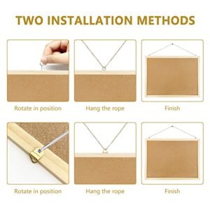 Cork Board Bulletin Board, 15.7"X 12" pin Boards for Walls, Oak Wood Finish Frame, Wall Mounted Cork Board for Office Home and School(Pins, Eye Bolts, gaskets, Screws)