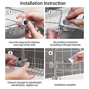 Livable Cloud Stainless Steel Faucet Rack, Hanging Type, Suitable for Kitchen Sink, Bathroom Sink Storage Rack, can be Placed Sponge, soap, Shampoo, Shower Gel, 6.9×5×1.3