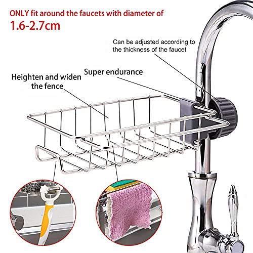 Livable Cloud Stainless Steel Faucet Rack, Hanging Type, Suitable for Kitchen Sink, Bathroom Sink Storage Rack, can be Placed Sponge, soap, Shampoo, Shower Gel, 6.9×5×1.3