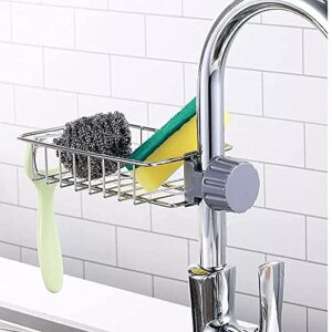 Livable Cloud Stainless Steel Faucet Rack, Hanging Type, Suitable for Kitchen Sink, Bathroom Sink Storage Rack, can be Placed Sponge, soap, Shampoo, Shower Gel, 6.9×5×1.3