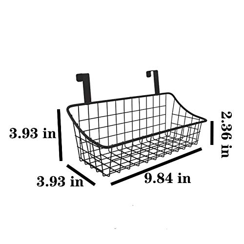 LeleCAT Basket with hook Grid Storage Basket, Hang it behind a door or on a railing, Over the Cabinet Door, Small, BLack,2 Pack