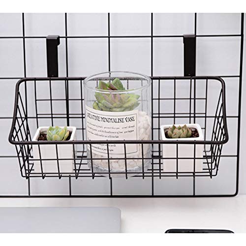 LeleCAT Basket with hook Grid Storage Basket, Hang it behind a door or on a railing, Over the Cabinet Door, Small, BLack,2 Pack