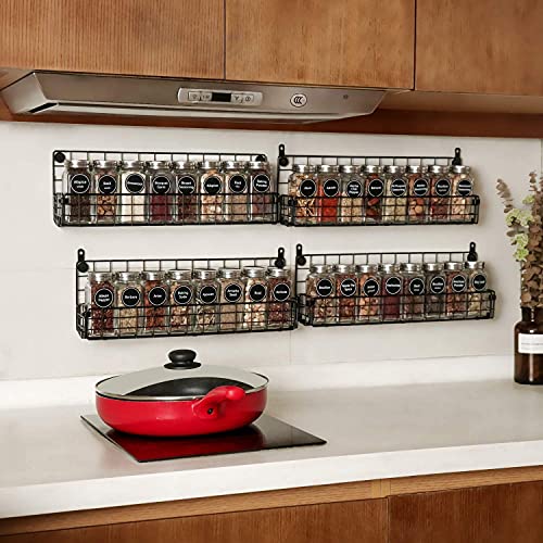 Spice Rack Organizer Wall Mounted 5-Tier Stackable Hanging Spice Jars Storage Racks,Great for Kitchen and Pantry,Up to Storage 48 Jars(Patent No.:D909138S)