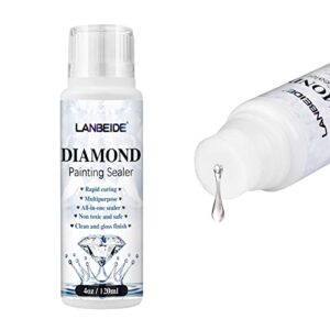 lanbeide diamond painting sealer 120ml, 5d diamond painting glue permanent hold & shine effect sealer for diamond painting and puzzle glue (4 oz)