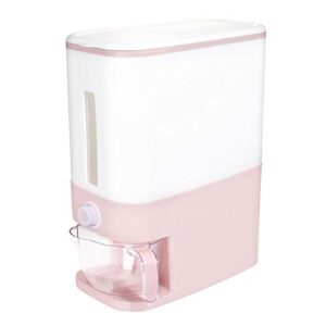 rubtlamp 20 lbs pink rice dispenser, plastic food storage container, large rice storage container with lid, moisture proof household cereal dispenser bucket, sealed grain container storage for kitchen