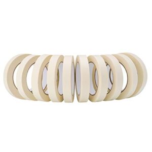 Lichamp Masking Tape 10 Pack General Purpose Beige White Color, 0.75 inch x 55 Yards x 10 Rolls (550 Total Yards), for Painting, Home, Office, School Stationery, Arts, Crafts etc. (3004)