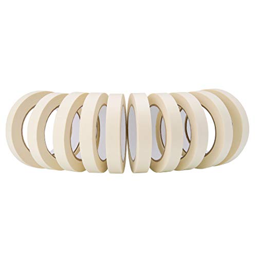 Lichamp Masking Tape 10 Pack General Purpose Beige White Color, 0.75 inch x 55 Yards x 10 Rolls (550 Total Yards), for Painting, Home, Office, School Stationery, Arts, Crafts etc. (3004)