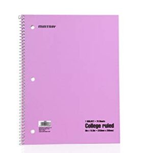 Mintra Office Spiral Notebooks - Pastel, College Ruled, 6 Pack, For School, Office, Business, Professional,70 Sheets