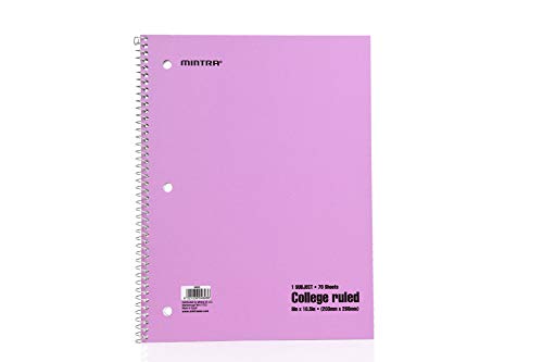 Mintra Office Spiral Notebooks - Pastel, College Ruled, 6 Pack, For School, Office, Business, Professional,70 Sheets