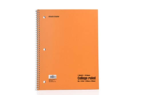 Mintra Office Spiral Notebooks - Pastel, College Ruled, 6 Pack, For School, Office, Business, Professional,70 Sheets