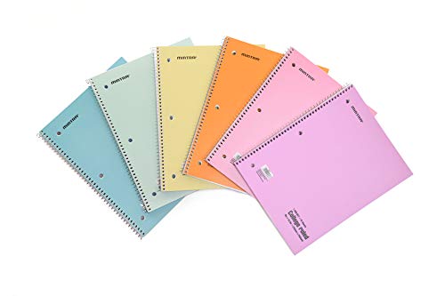 Mintra Office Spiral Notebooks - Pastel, College Ruled, 6 Pack, For School, Office, Business, Professional,70 Sheets