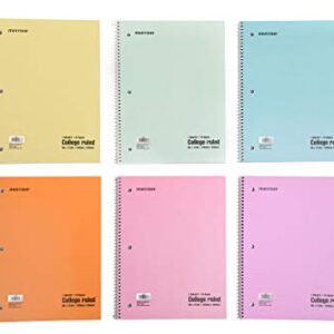 Mintra Office Spiral Notebooks - Pastel, College Ruled, 6 Pack, For School, Office, Business, Professional,70 Sheets