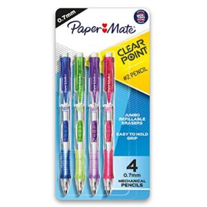 paper mate clearpoint mechanical pencils, 0.7mm, hb #2, fashion barrels, 4 count