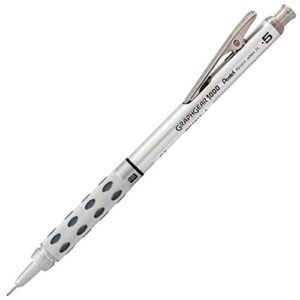 pentel graphgear 1000 mechanical pencil, (0.5mm), black barrel, 1 each (pg1015a), metallic grey