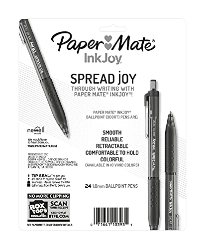 Paper Mate InkJoy 300RT Retractable Ballpoint Pens, Medium Point (1.0mm), Black, 24 Count