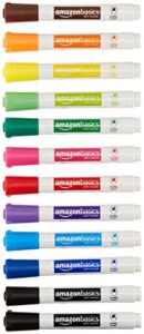 amazon basics low-odor chisel tip dry erase white board marker, assorted colors – pack of 12