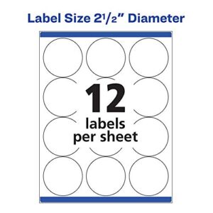 Avery High Visibility Printable Round Labels with Sure Feed, 2.5" Diameter, White, 300 Customizable Blank Labels Total (5294)