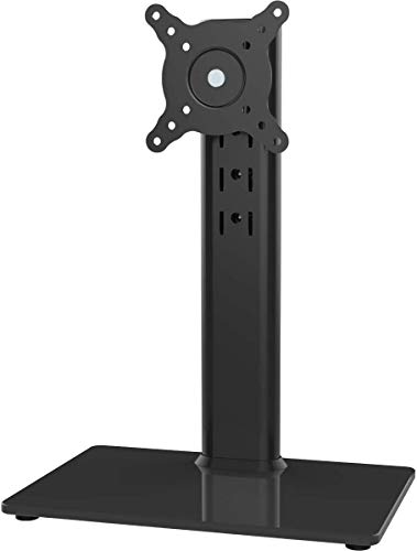 Single LCD Computer Monitor Free-Standing Desk Stand Riser for 13 inch to 32 inch Screen with Swivel, Height Adjustable, Rotation, Holds One (1) Screen up to 77Lbs(HT05B-001))