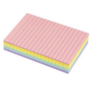 Lined Sticky Notes 4X6 in Pastel Ruled Post Stickies Colorful Super Sticking Power Memo Pads Its Strong Adhesive, 6 Pads/Pack, 45 Sheets/pad