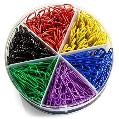 Officemate PVC Free Color Coated Paper Clips, 450 Per Tub Office Paper Clamp (97229)