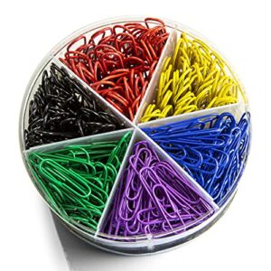 Officemate PVC Free Color Coated Paper Clips, 450 Per Tub Office Paper Clamp (97229)