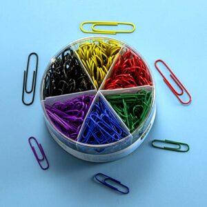 Officemate PVC Free Color Coated Paper Clips, 450 Per Tub Office Paper Clamp (97229)