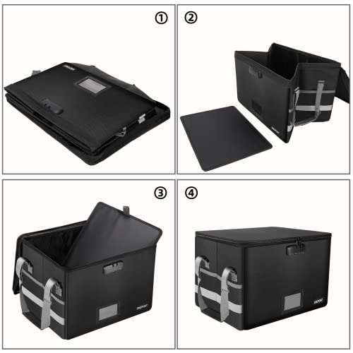 File Box with Lock,ENGPOW Fireproof Box File Storage Organizer Anti-Static Box,Collapsible Fireproof Document Box Filing Box with Handle,Portable Home Office Safe Box for Hanging Letter/Legal Folder