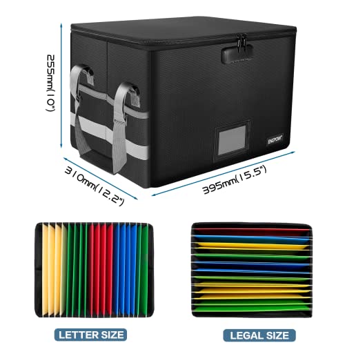 File Box with Lock,ENGPOW Fireproof Box File Storage Organizer Anti-Static Box,Collapsible Fireproof Document Box Filing Box with Handle,Portable Home Office Safe Box for Hanging Letter/Legal Folder