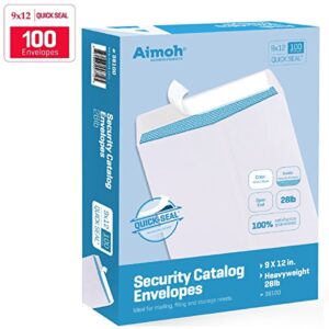 100 9 x 12 SELF Seal Security White Catalog Envelopes - 28lb - Security Tinted, Ultra Strong Quick-Seal, 9x12 inch (38100)