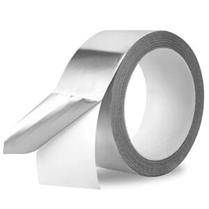 aluminum tape, 2 inch x 65 feet foil tape (3.9 mil), insulation adhesive metal tape, high temperature heavy duty hvac tape, silver tape aluminum foil tape for ductwork, dryer vent, hvac