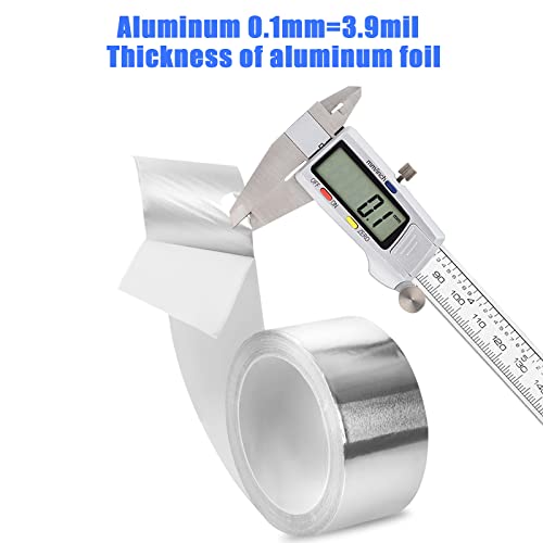 Aluminum Tape, 2 inch x 65 Feet Foil Tape (3.9 mil), Insulation Adhesive Metal Tape, High Temperature Heavy Duty HVAC Tape, Silver Tape Aluminum Foil Tape for Ductwork, Dryer Vent, HVAC