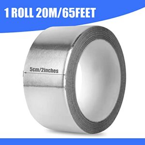 Aluminum Tape, 2 inch x 65 Feet Foil Tape (3.9 mil), Insulation Adhesive Metal Tape, High Temperature Heavy Duty HVAC Tape, Silver Tape Aluminum Foil Tape for Ductwork, Dryer Vent, HVAC