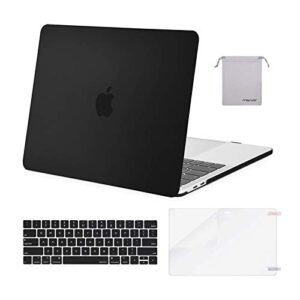 mosiso compatible with macbook pro 13 inch case m2 2023, 2022, 2021-2016 a2338 m1 a2251 a2289 a2159 a1989 a1708 a1706, plastic hard shell&keyboard cover&screen protector&storage bag, black