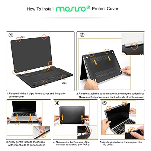 MOSISO Compatible with MacBook Pro 13 inch Case M2 2023, 2022, 2021-2016 A2338 M1 A2251 A2289 A2159 A1989 A1708 A1706, Plastic Hard Shell&Keyboard Cover&Screen Protector&Storage Bag, Black